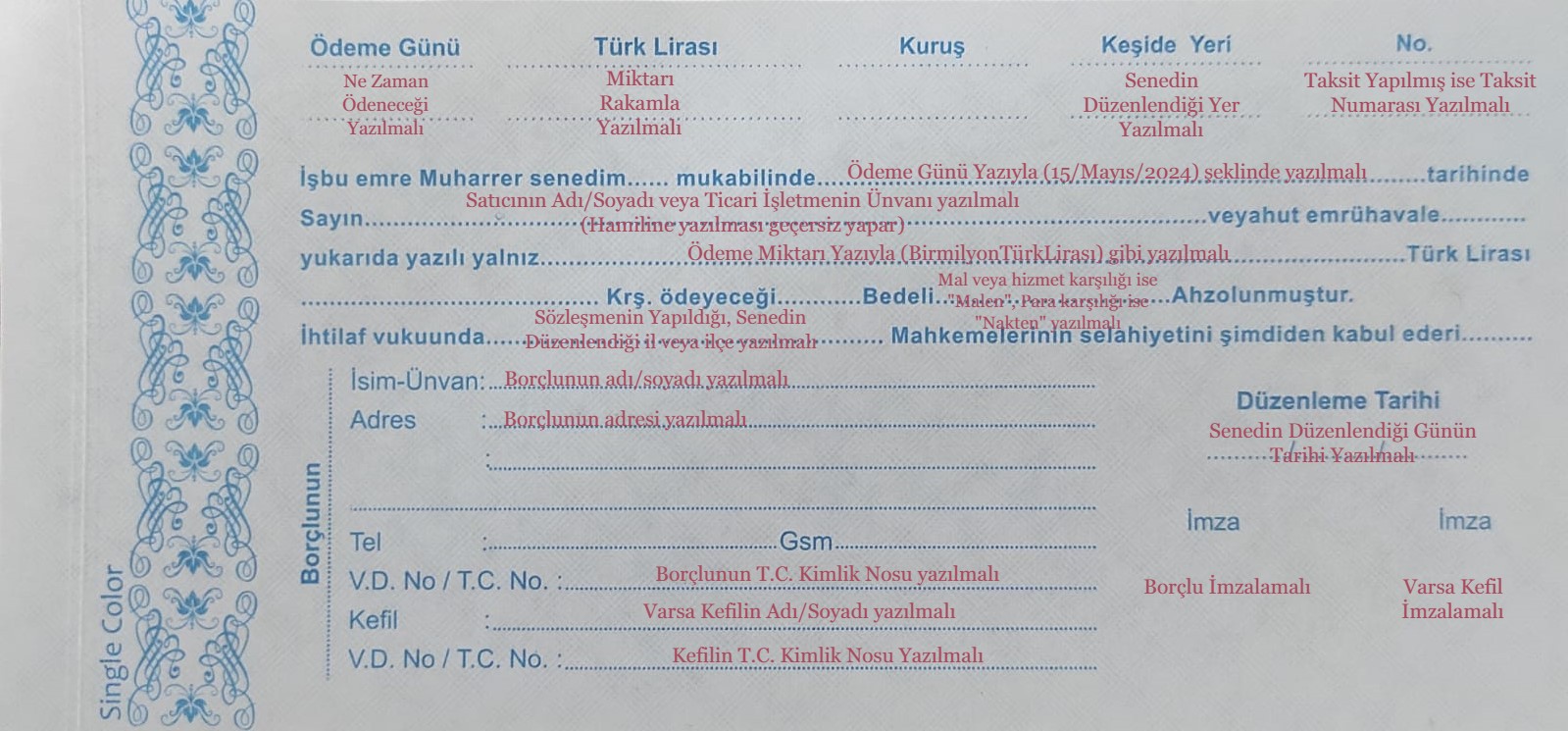 Tüketici işlemlerinde senet örneği - İzmir Avukat